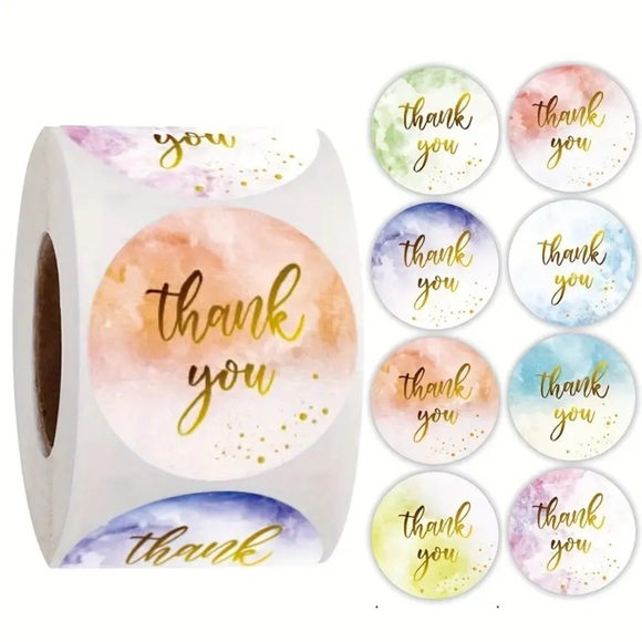 Office | Thank You Sticker Roll With Multicolor Designs | Poshmark